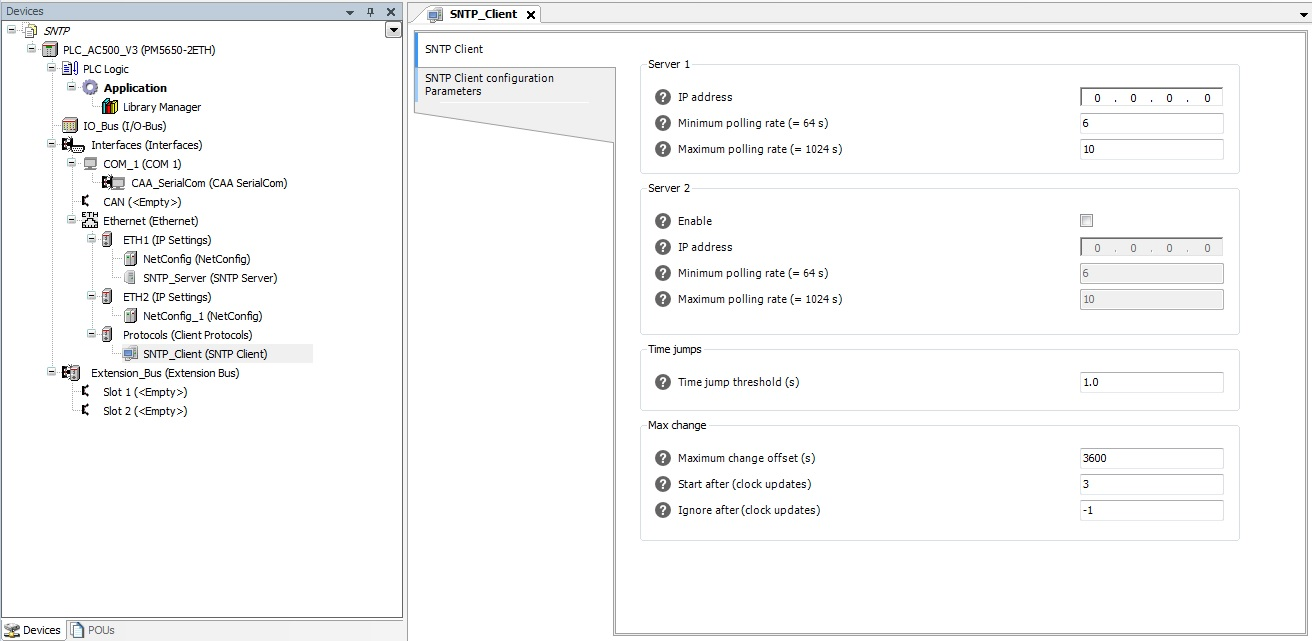 (S)NTP client configuration