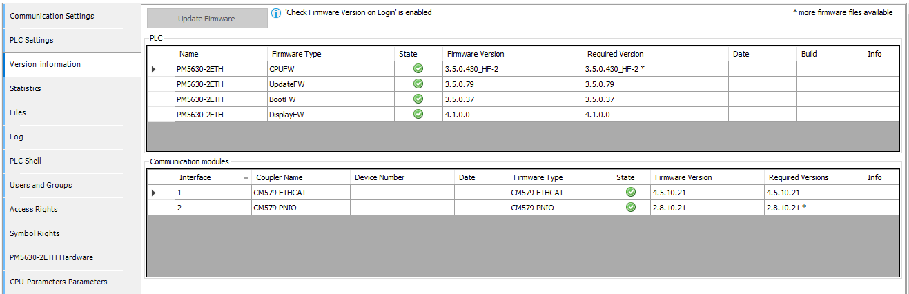 PLC firmware/application update