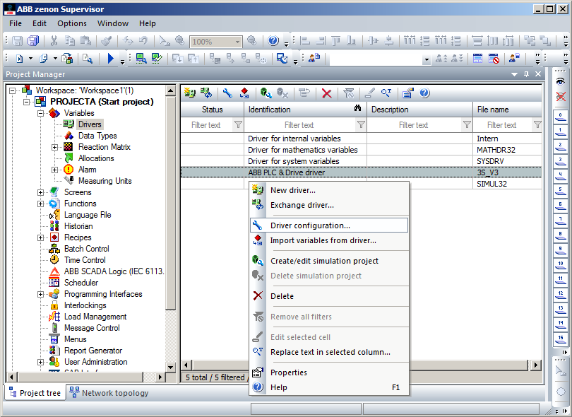 Checking the Gateway Settings in a Zenon Project