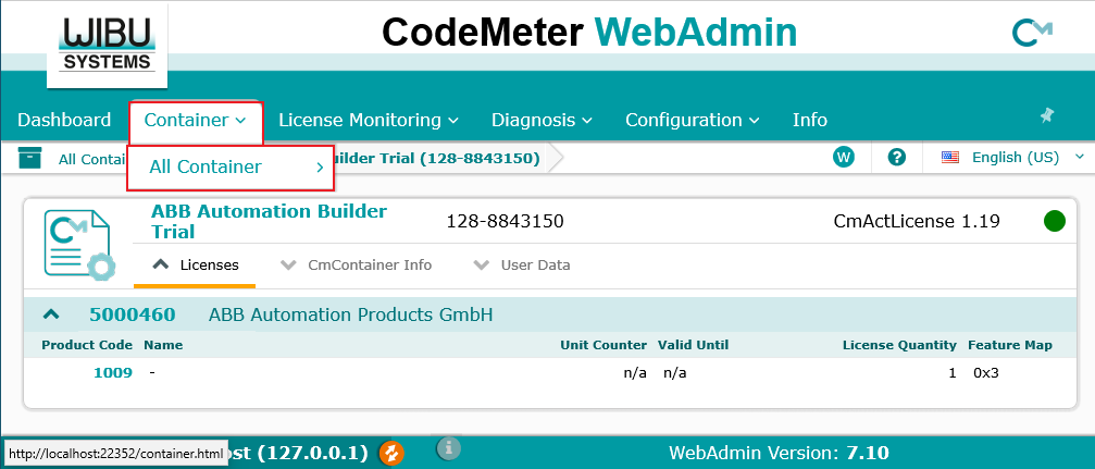Checking licenses with CodeMeter Control Center