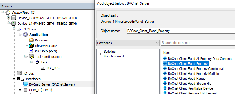 Adding BACnet client functionality