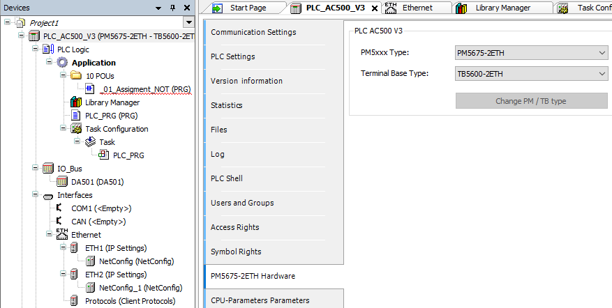 Target change from a V3 processor module to another V3 processor module