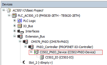 Configuration of the CI502-PNIO PROFINET IO device