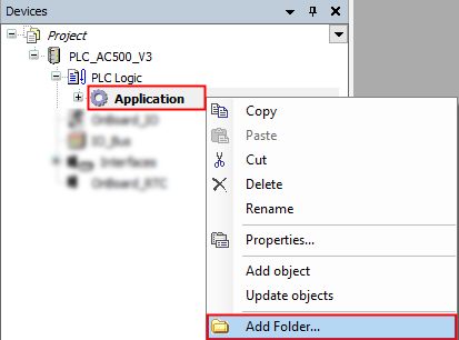 Creation of folders in the device tree