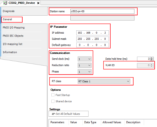 Configuration of the CI502-PNIO PROFINET IO device